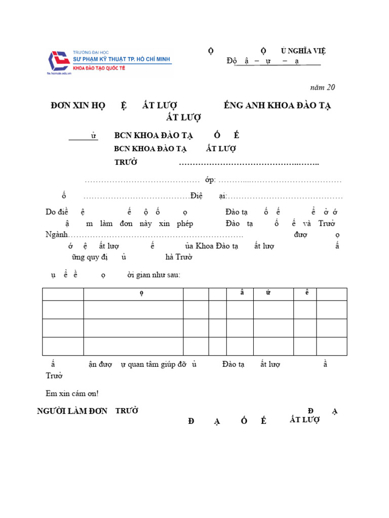 Biểu mẫu 10 SV CLA Khoa ĐTQT xin học hệ CLA thuộc Khoa CLC PDF | PDF