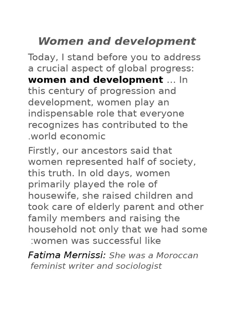 Women and development | PDF