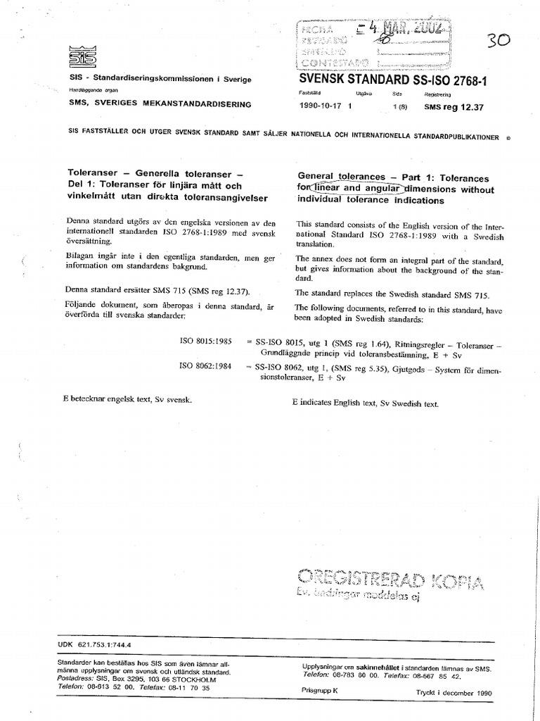 0030 - Ss-Iso 2768-1 | PDF