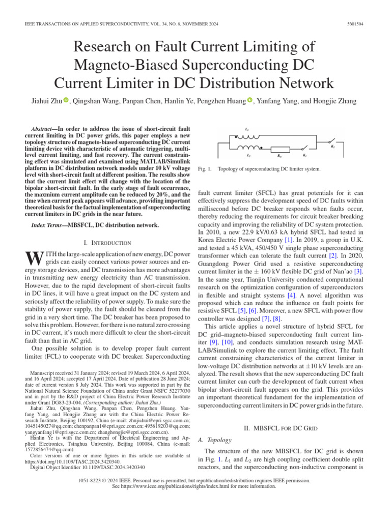Research On Fault Current Limiting of Magneto-Biased Superconducting DC ...