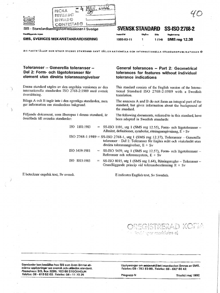0040 - Ss-Iso 2768-2 | PDF