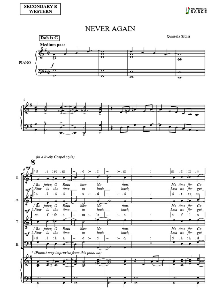 2024 Abc Motsepe Sasce Secondary Mixed Choirs Pdf 1 Pdf