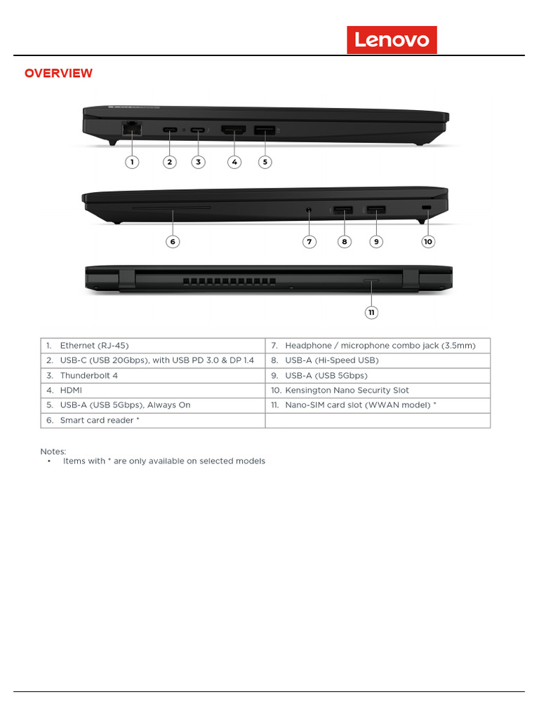 ThinkPad L14 Gen 5 Intel Spec | PDF | Usb | Computer Science