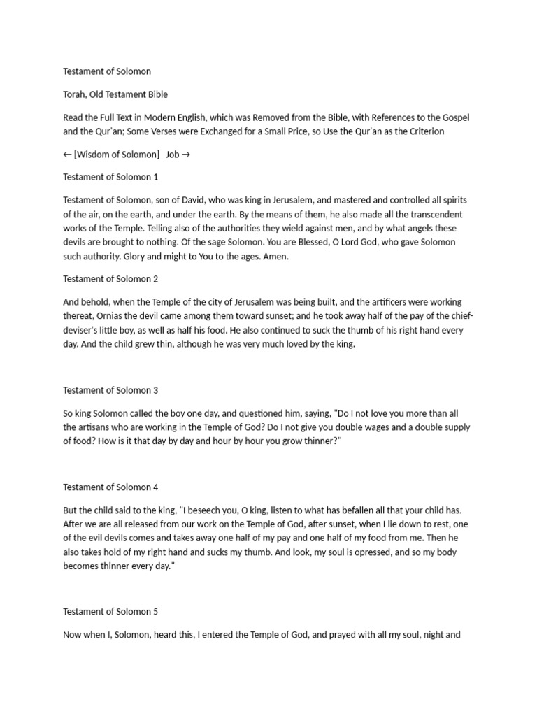 Testament of Solomon | PDF | Solomons | Angel