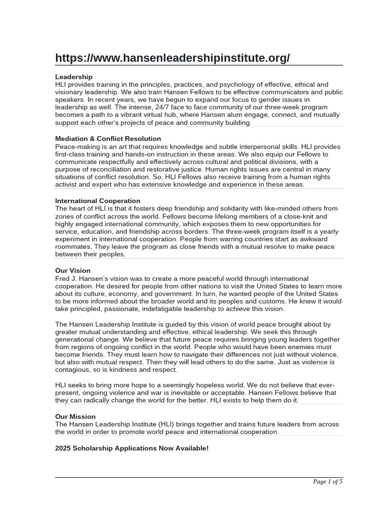 HLI Leadership Exchange Program | PDF | Menstruation | Travel Visa