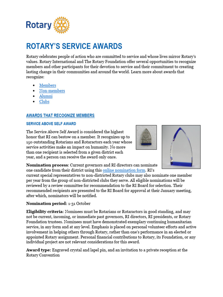 Recognizing Rotary's Service Awards | PDF