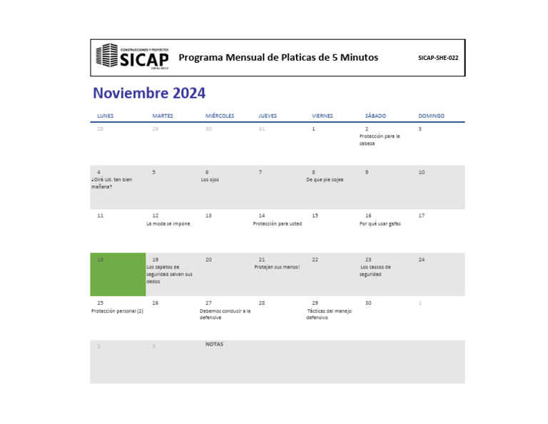 Programa de Pláticas de 5 Minutos Noviembre 2024 | PDF