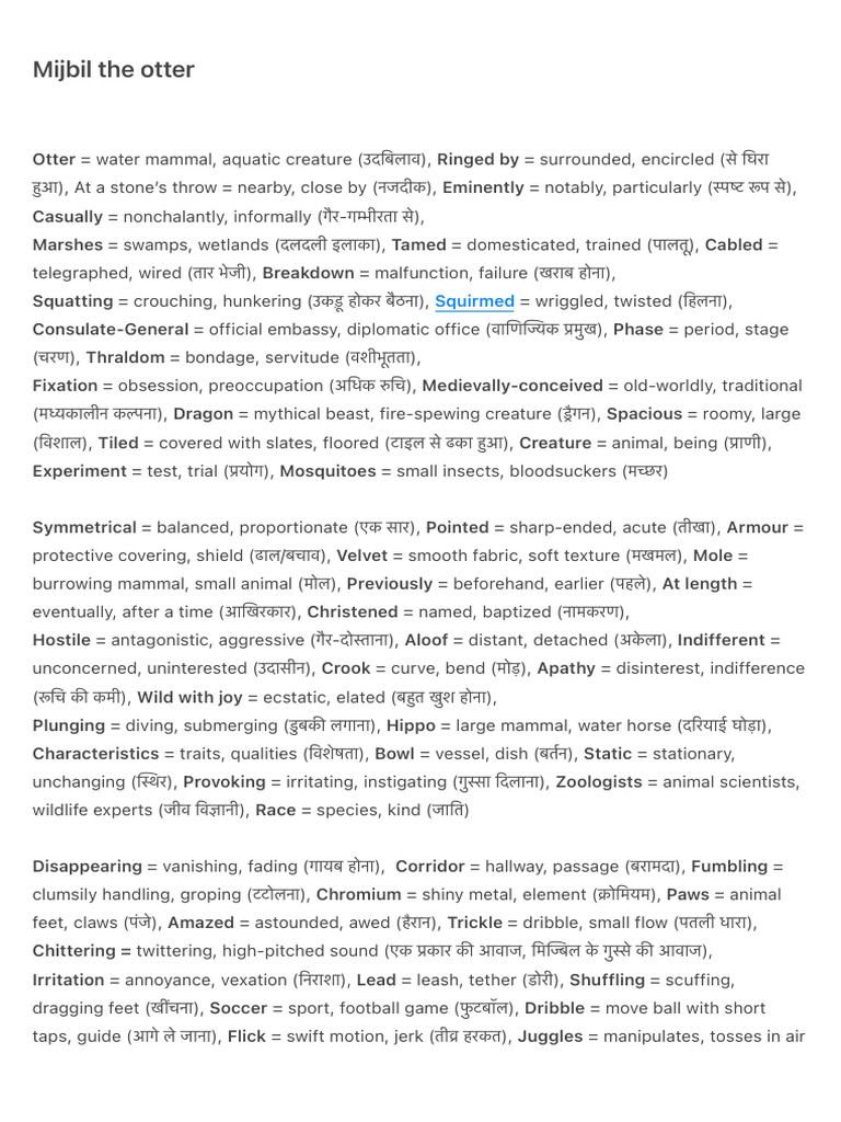 Mijbil The Otter Glossary | PDF | Mammals
