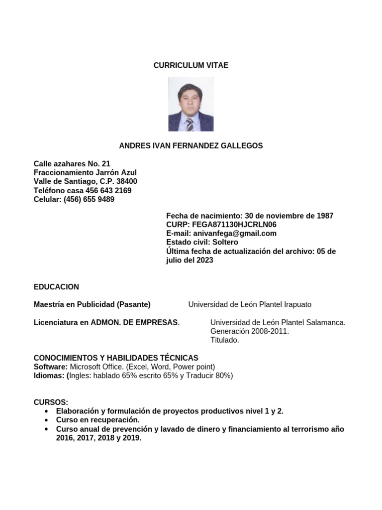 Curriculum Aifg | PDF