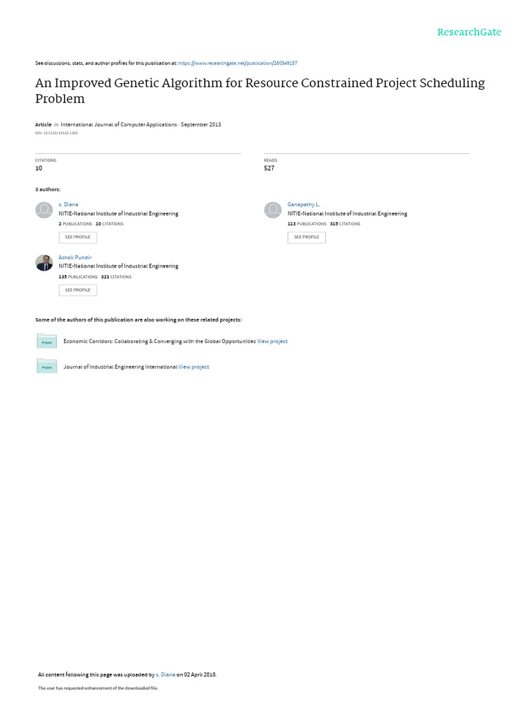 An Improved Genetic Algorithm For Resource Constra | PDF | Genetic ... An Improved Genetic Algorithm For Resource Constra | PDF | Genetic ...