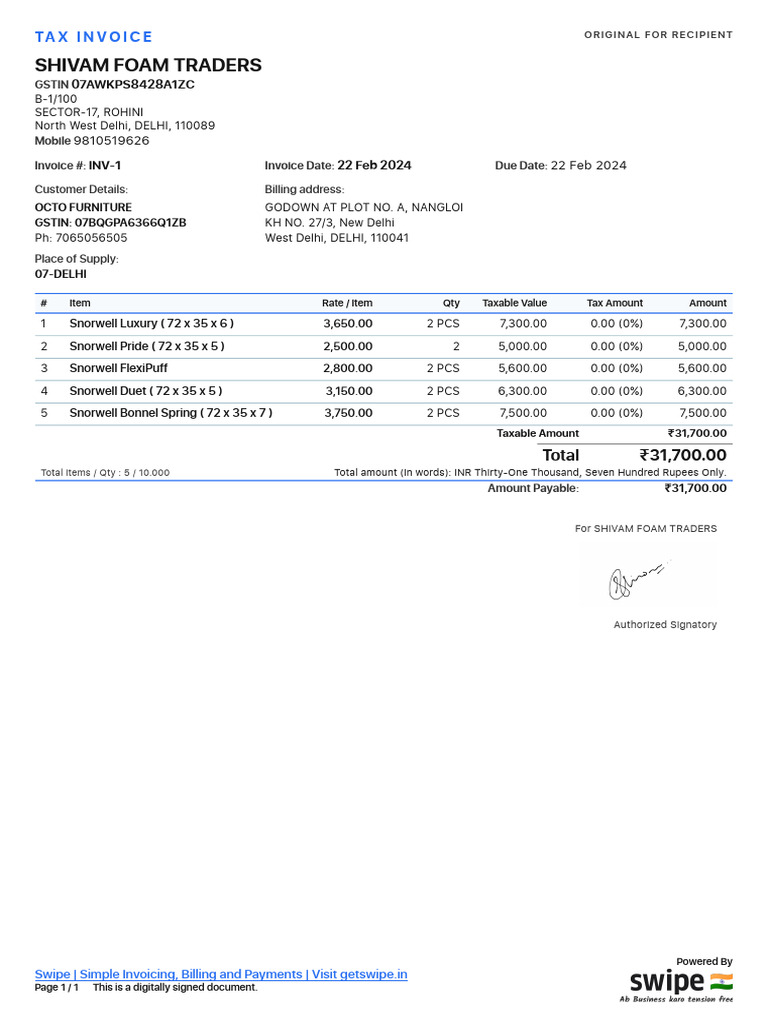 Invoice 5919992 Octofurniture | PDF | Taxes | Government Finances