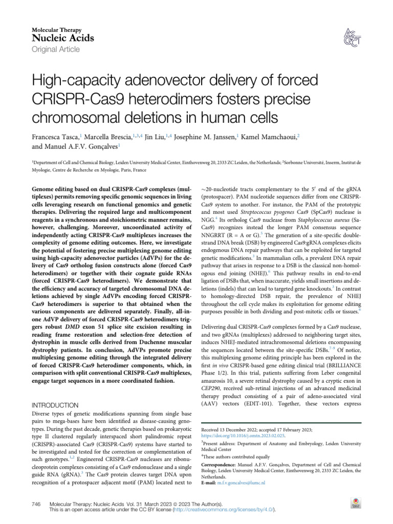 High Capacity Adenovector Delivery of Forced CRISP | PDF | Crispr ...