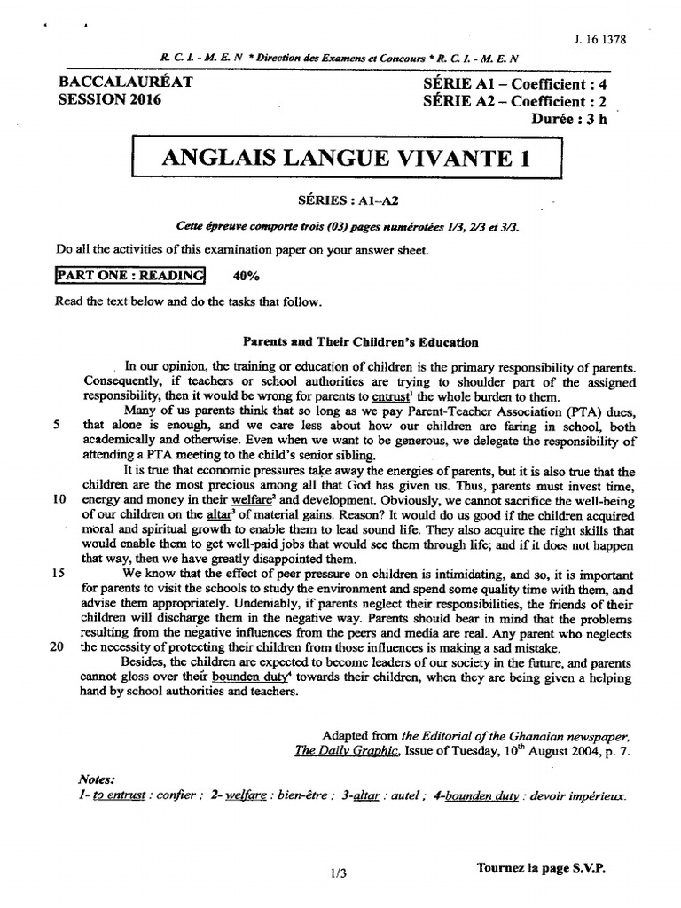 Anglais A1-A2 LV1 | PDF