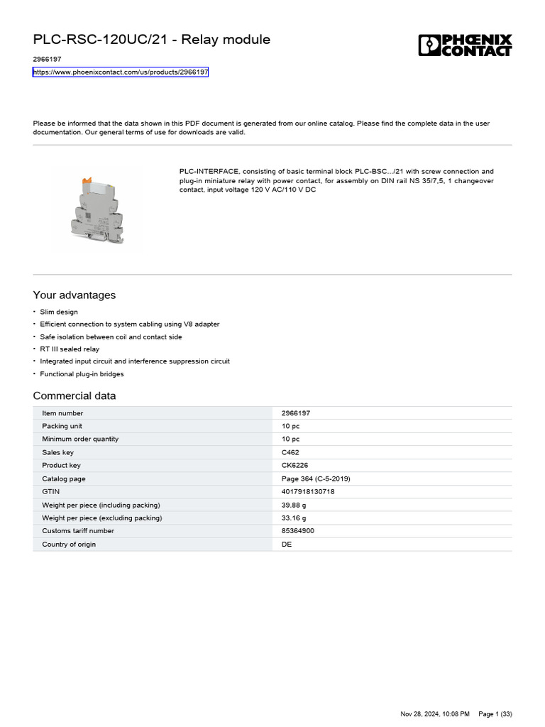 27 Relay Phoenix Contact 2966197 | PDF | Relay | Alternating Current