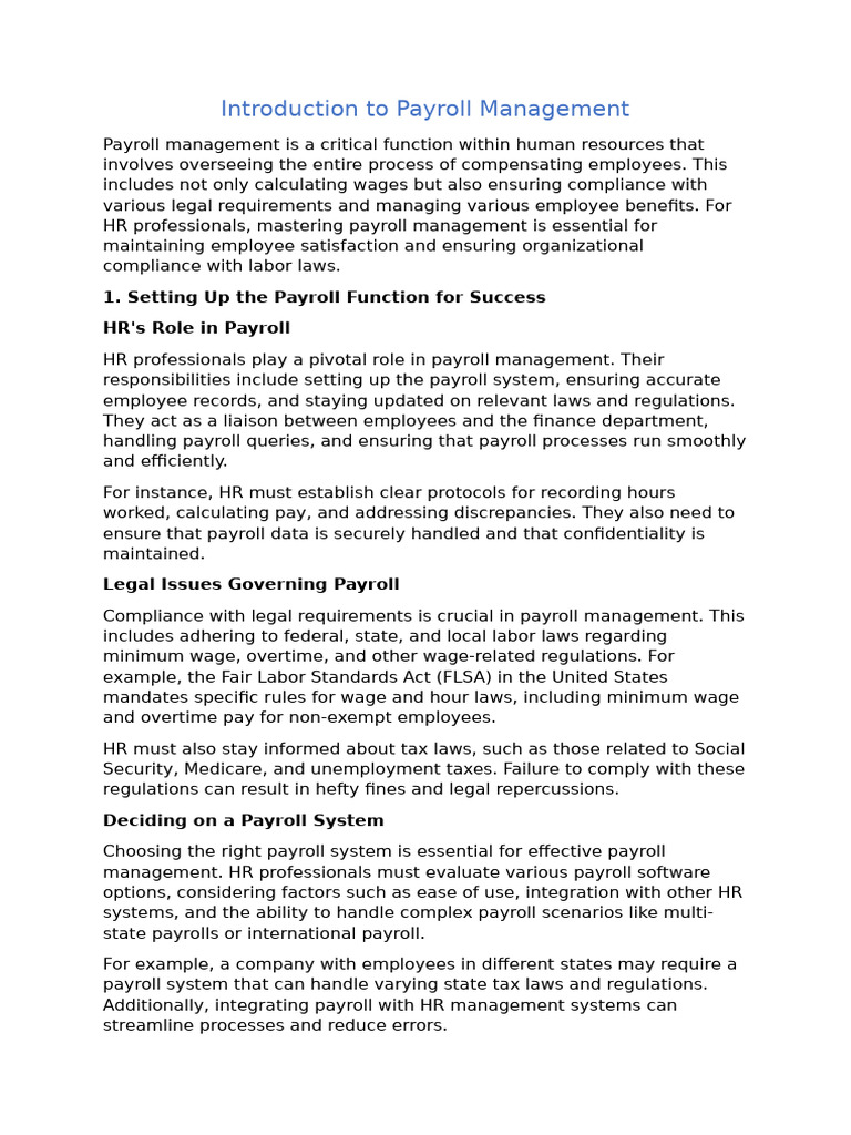 Essential Payroll Management Guide | PDF | Payroll | Payroll Tax