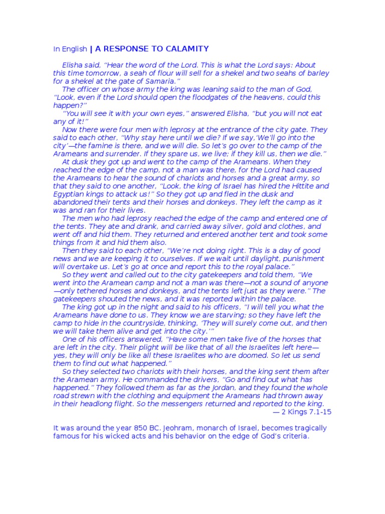 A Response To Calamity | PDF | Jesus | Religion And Belief