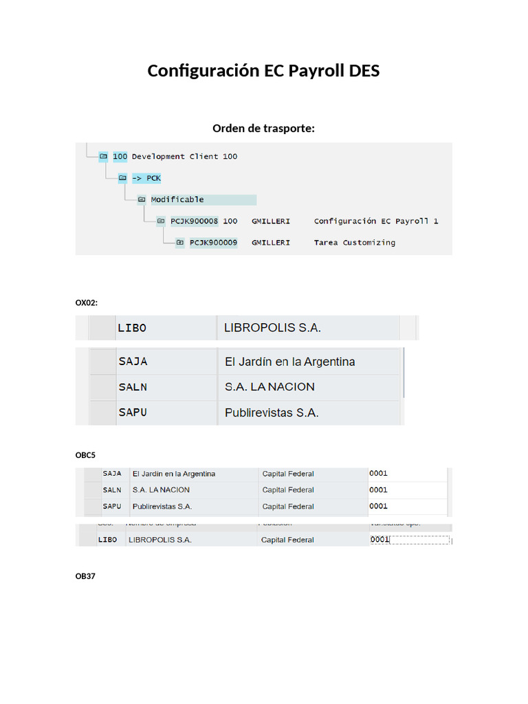 Configuración EC Payroll DES | PDF