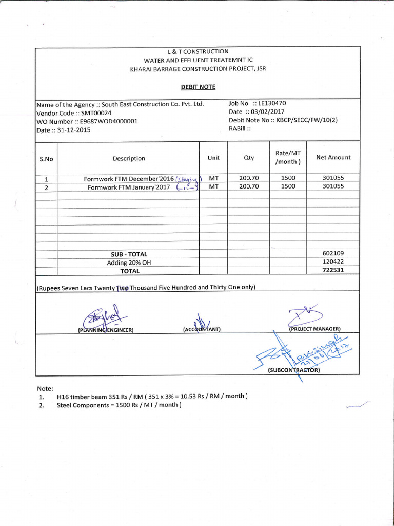 RAB-56 Debit Note - Staging Dec Jan 17 | PDF