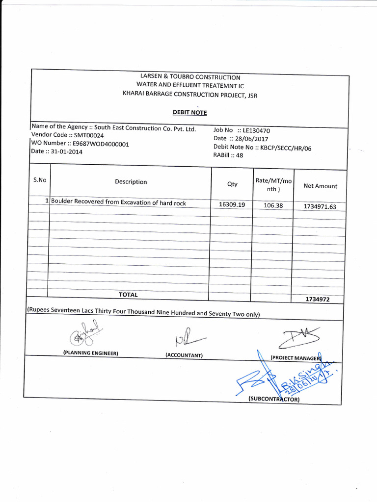 RAB-48 Debit Note-Hard Rock Recovery | PDF