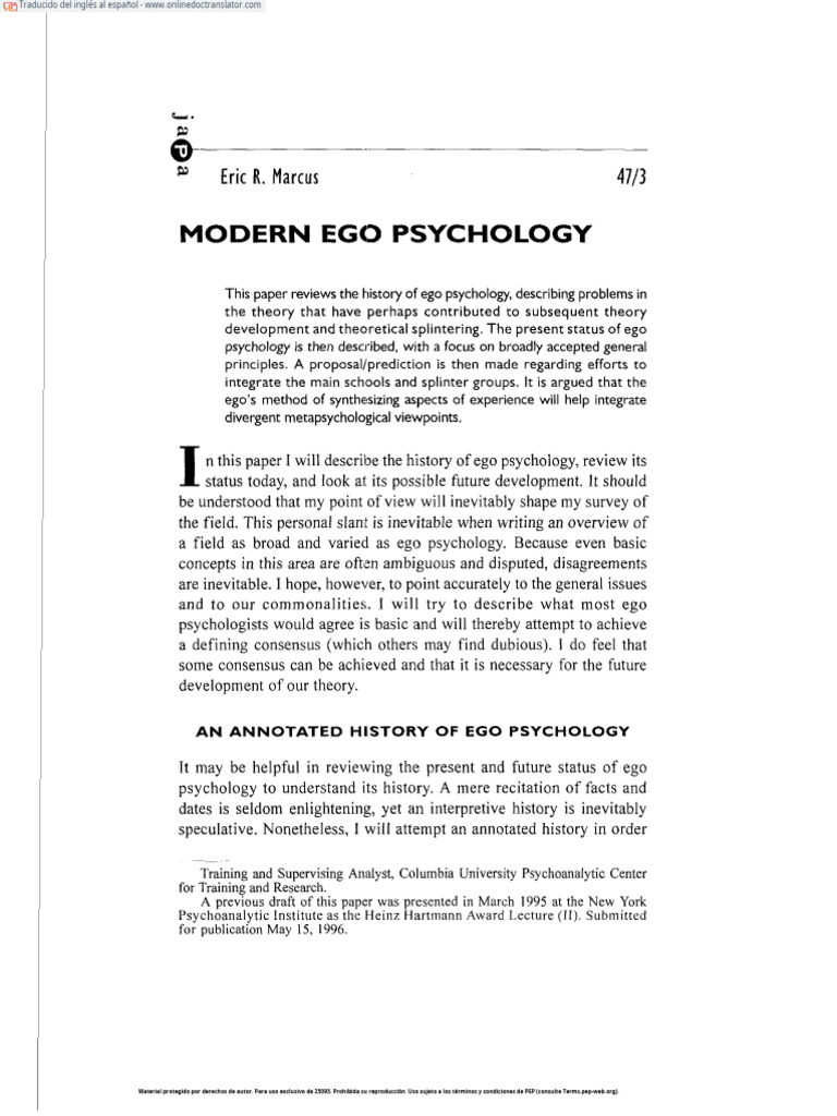 Marcus Modren Ego Psychology | PDF | Id | Ego Psychology