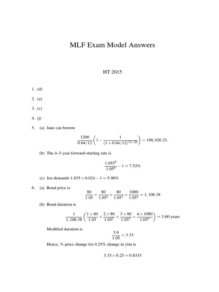 MLF Examination HT 2015 Answers | PDF | Capital Structure | Cost Of Capital