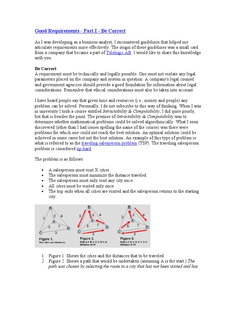 Good Requirements - Part I - Be Correct | PDF | Areas Of Computer ...