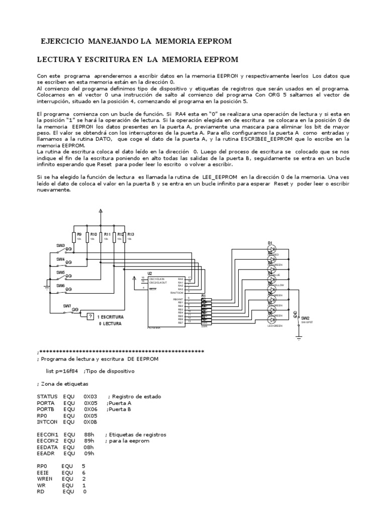 Ejercicio Eeprom Lectura y Escritura | PDF | Memoria del ordenador ...