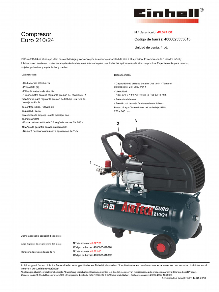 Ficha Tecnica Mini Compresor | PDF | Presión