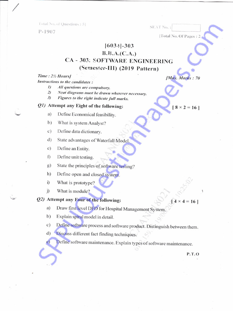 Commerce Bba-Ca Semester-3 2023 April Software-Engineering-2019-Pattern | PDF | Information ...