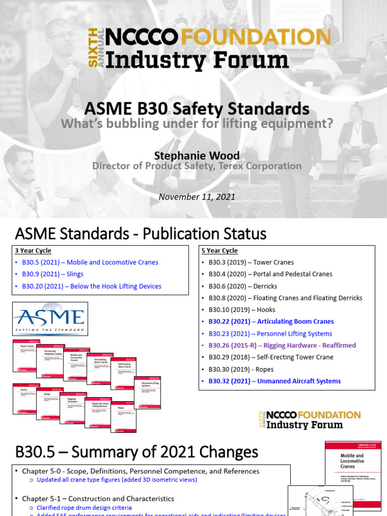 IF21 Session 11 Stephanie Wood ASME B30 Safety Standards | PDF | Crane (Machine) | Manufactured ...