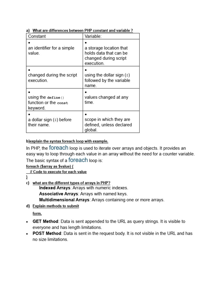 Q2 And Notes Php Pdf Php Variable Computer Science 0833