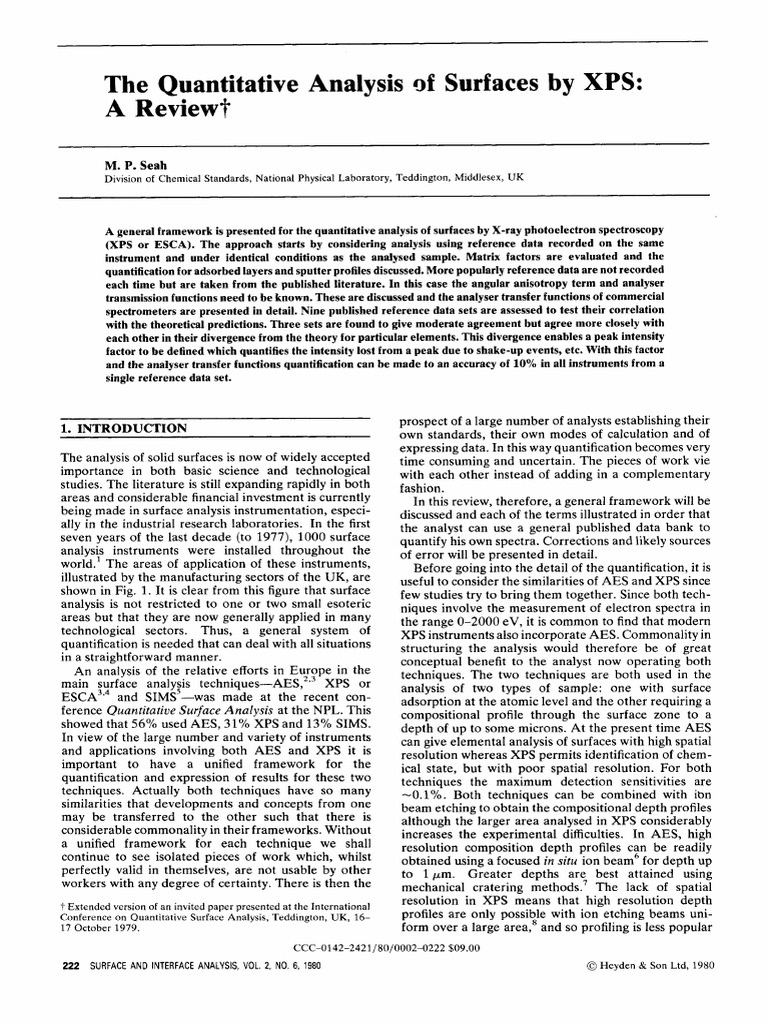Surface Interface Analysis - December 1980 - Seah - The Quantitative ...