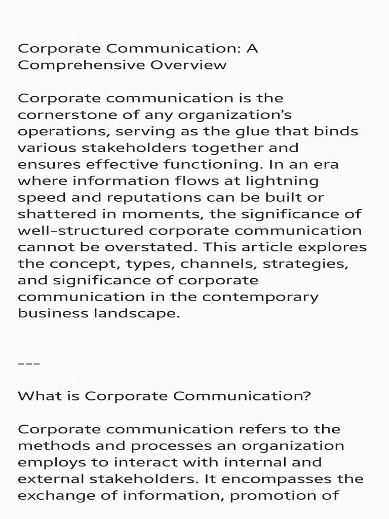 Corporate Communication | PDF