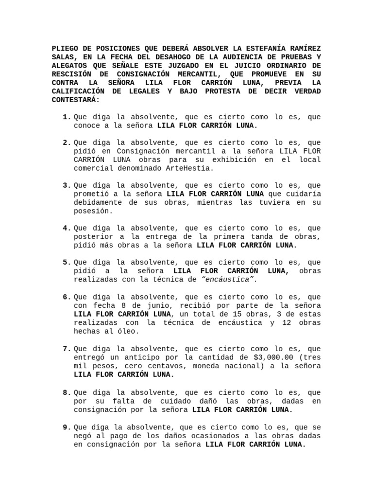 Pliego de Posiciones | PDF