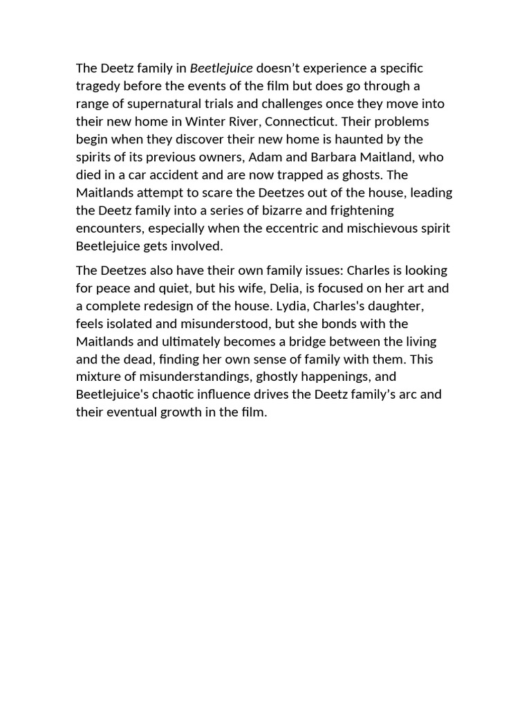 The Deetz Family in Beetlejuice Doesn | PDF