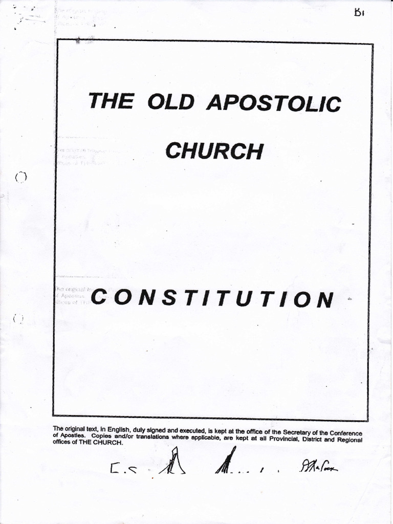 Old Apostolic Church Constitution | PDF | Apostle | Elder (Christianity)