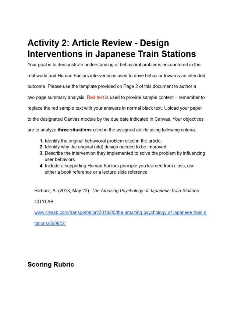 Activity 2 - Article Review - Design Interventions in Japanese Train Stations | PDF | Lighting ...