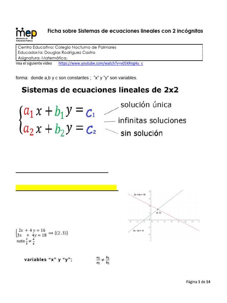 Sistemas de Ecuaciones Lineales: Tipos y Soluciones | PDF | Sistema de ...
