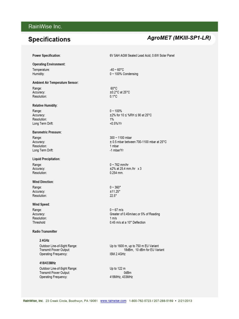 agromet-specs_updated | PDF | Humidity | Applied And Interdisciplinary ...