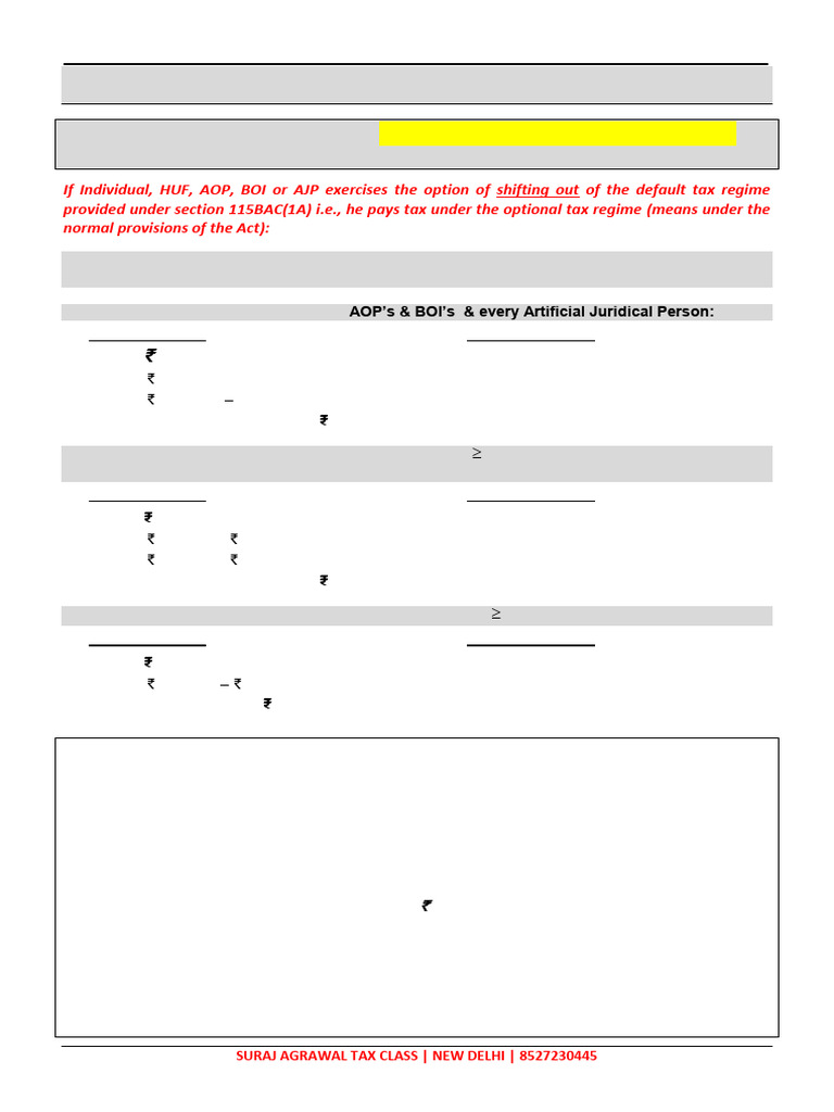 Tax Rates CA CMA Intermediate Students AY 2024 25 FA 2023 | PDF ...