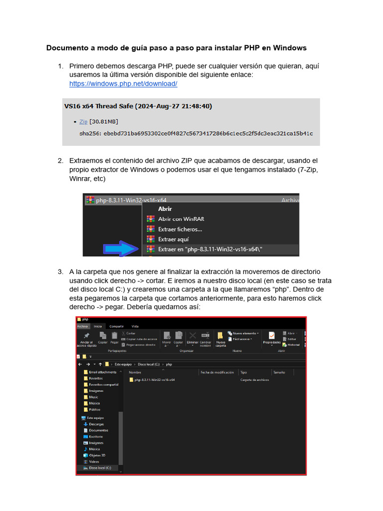 Guía Instalación PHP v1.0 | PDF | Archivo de computadora | Php