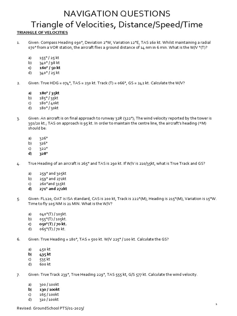 3 - Navigation Triangle of Velocities, Distance, Speed, Time | PDF ...
