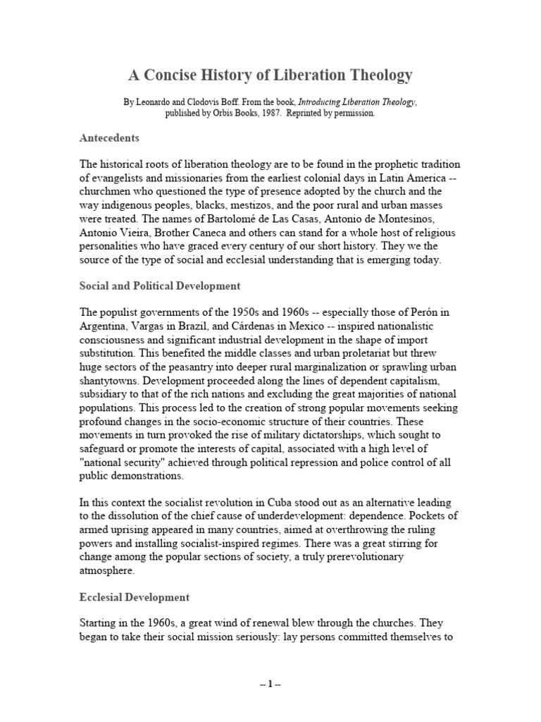History of Liberation Theology Overview | PDF | Christian ...