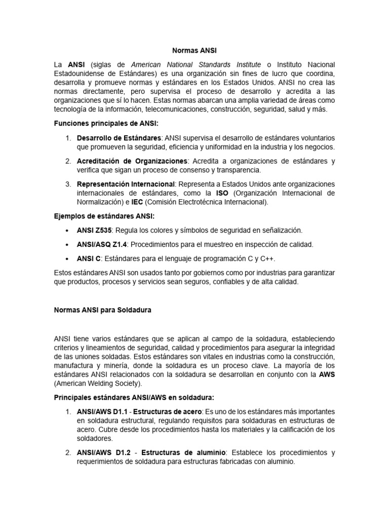 01 Normas ANSI | PDF | Soldadura | Construcción