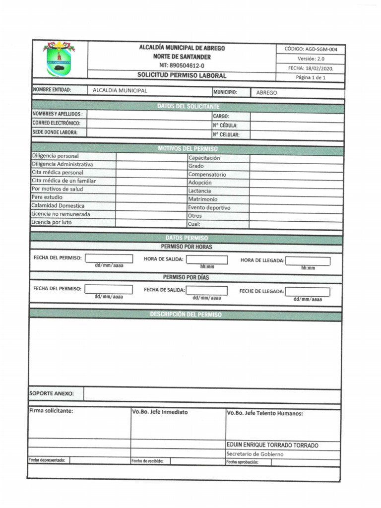 Formato Solicitud Permiso Laboral | PDF