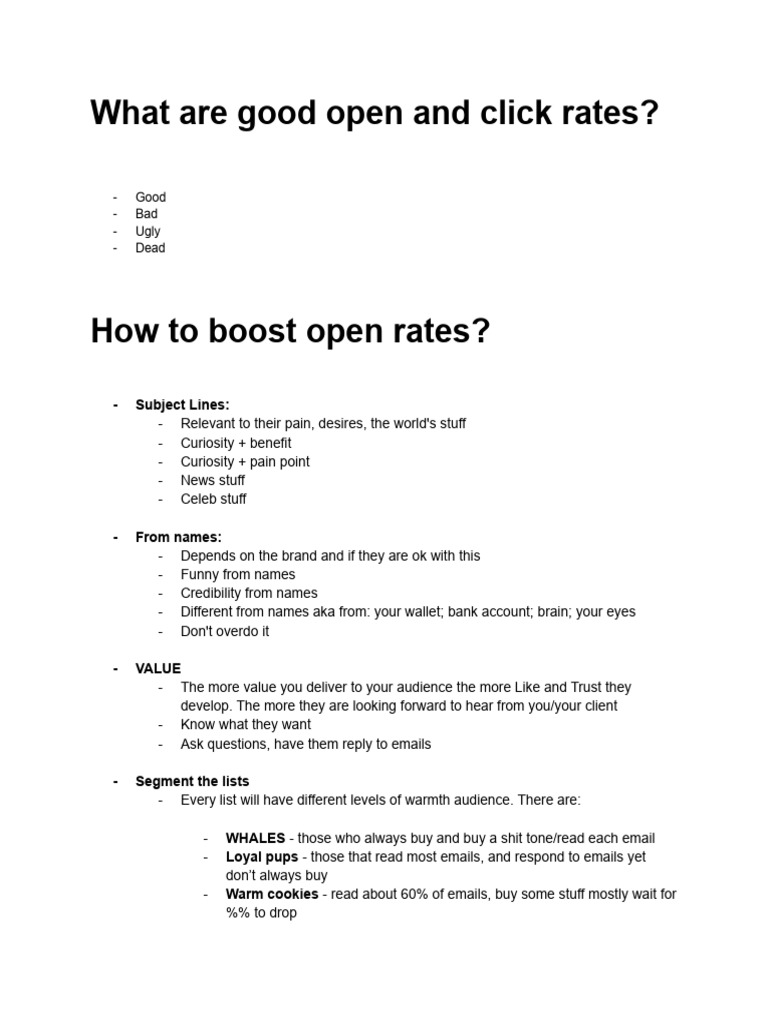 02-Open Rates - Good - Bad Ugly Dead. 4 Pilars of High Open Rates | PDF