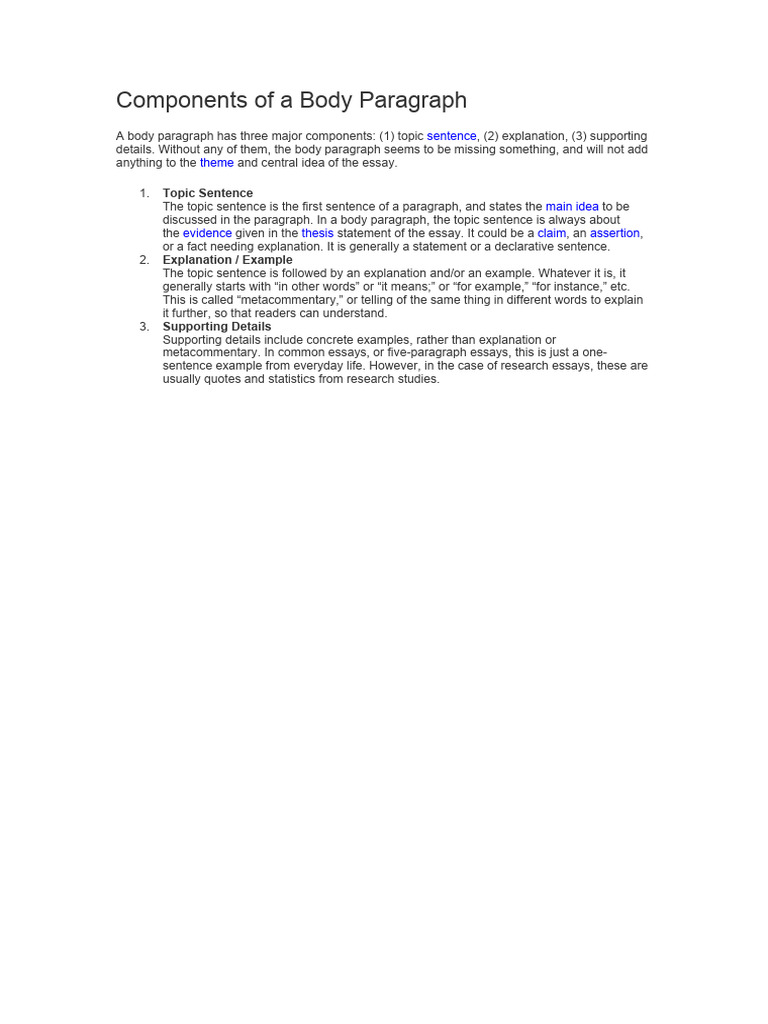 Contents of Body Paragraphs | PDF