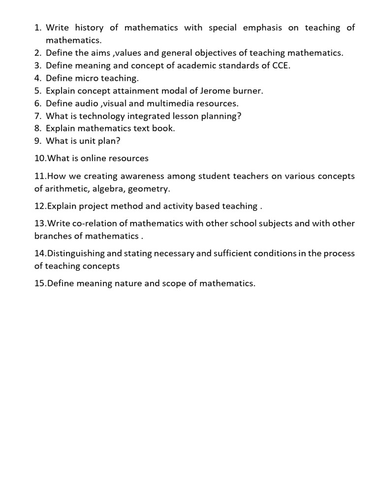 Important Question of Math Pedagogy | PDF