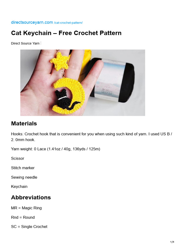 Free Crochet Cat Keychain Pattern | PDF
