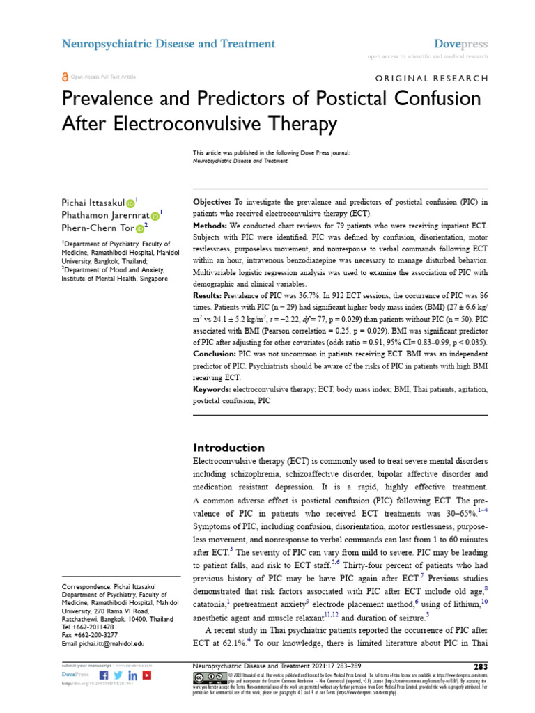 Prevalence and Predictors of Postictal Confusion | PDF | Dependent And ...
